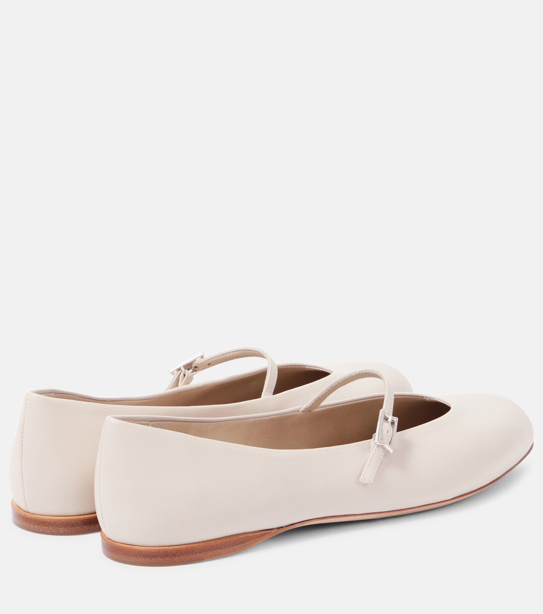 Leather ballet flats in grey - Max Mara | Mytheresa