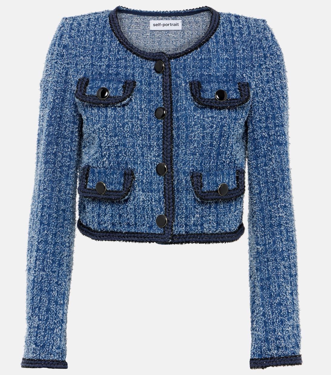 Bouclé jacket in blue - Self Portrait | Mytheresa