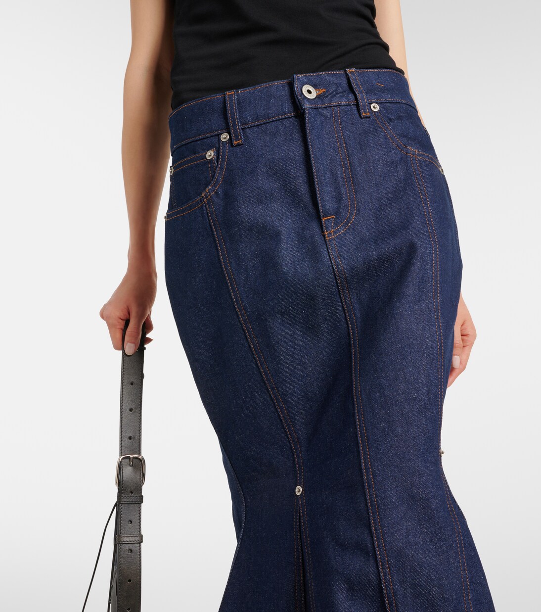 High-rise cotton maxi skirt in blue - Jean Paul Gaultier | Mytheresa