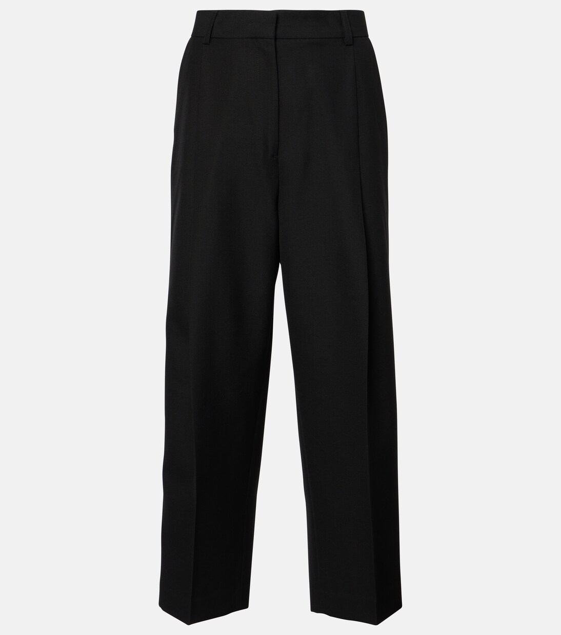 Gerade High-Rise-Hose aus Twill in Schwarz - Toteme | Mytheresa