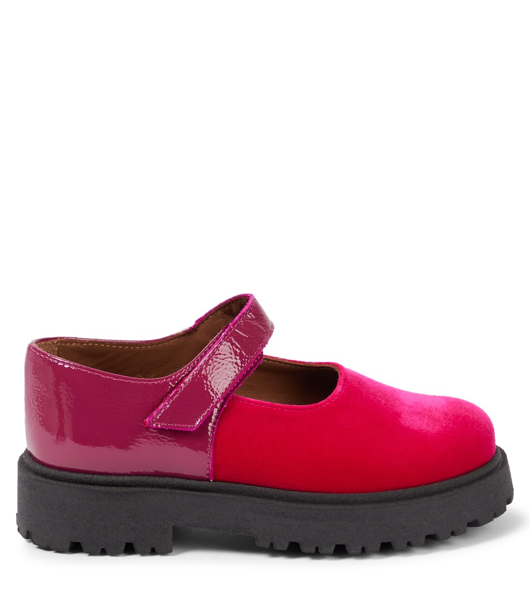 Leather-trimmed velvet ballet flats in red - Pe Pe | Mytheresa