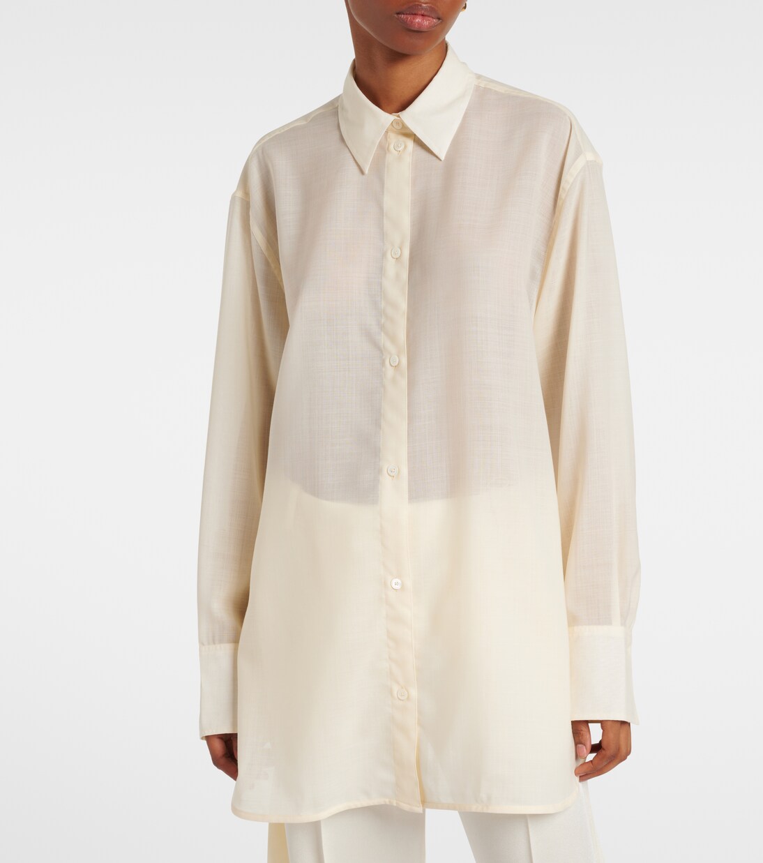 Sheer wool shirt in white - Toteme | Mytheresa