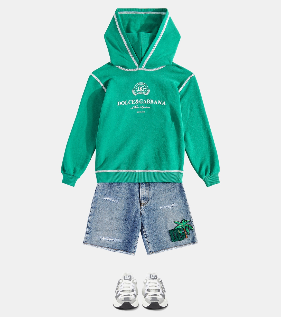 Airmaster DG leather-trimmed sneakers in white - Dolce Gabbana Kids ...