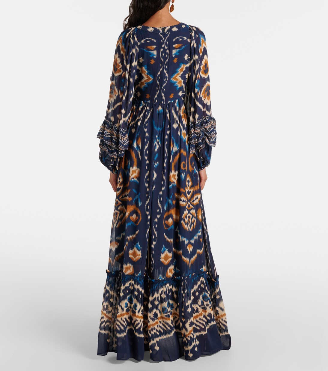 Gathered floral maxi dress in blue - Farm Rio | Mytheresa