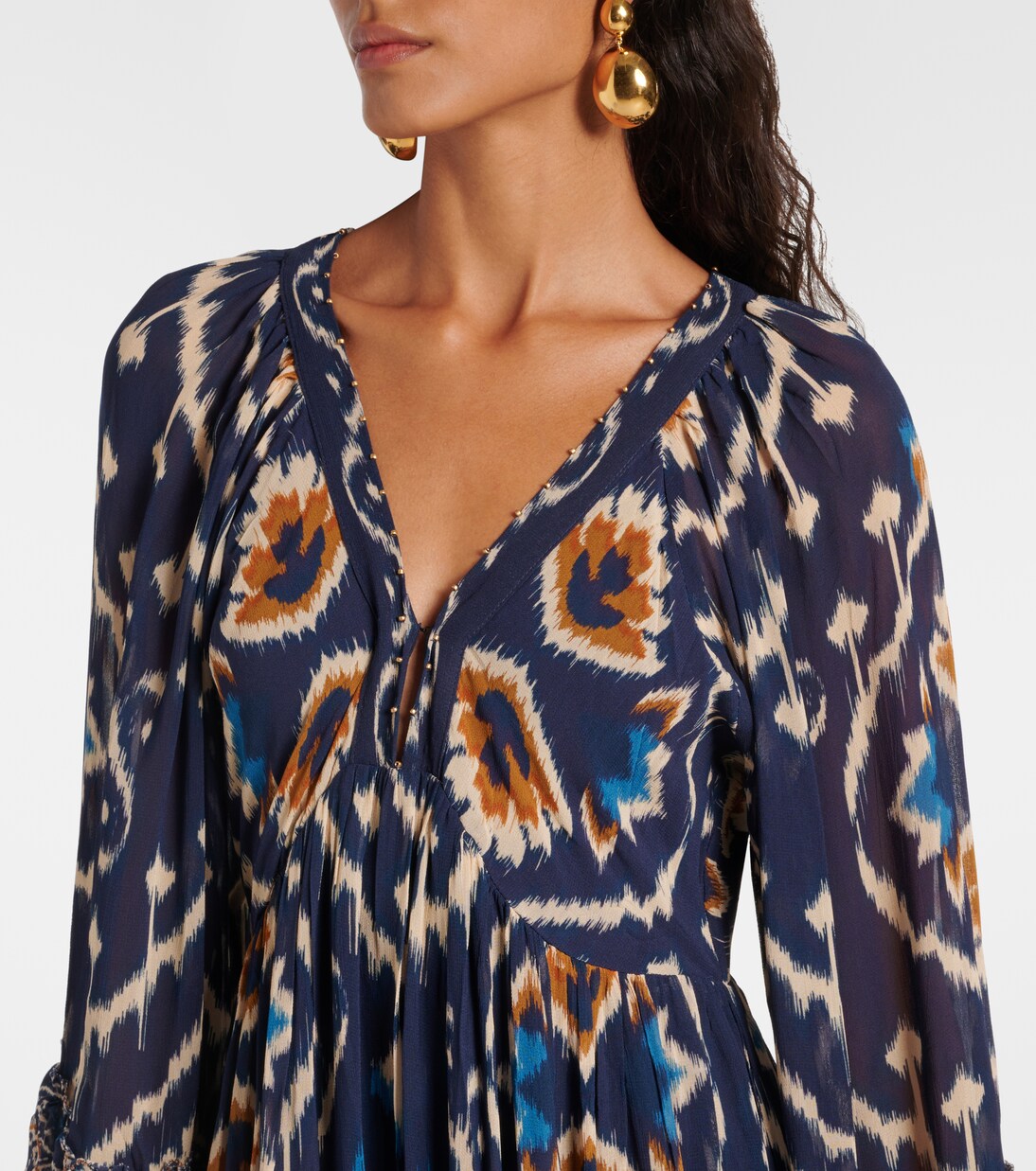 Gathered floral maxi dress in blue - Farm Rio | Mytheresa