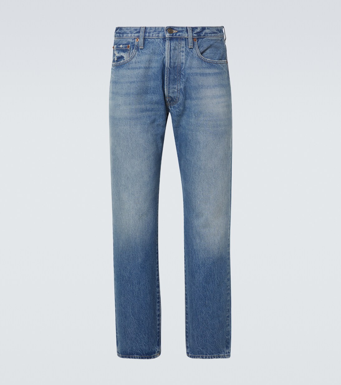 Jeans rectos con efecto desgastado en azul - Valentino | Mytheresa