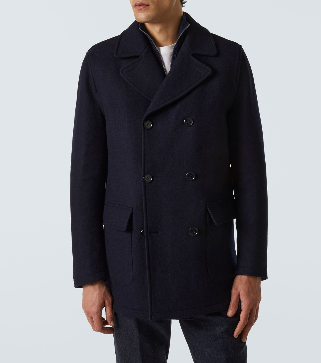 Double-breasted peacoat in blue - Thom Sweeney | Mytheresa