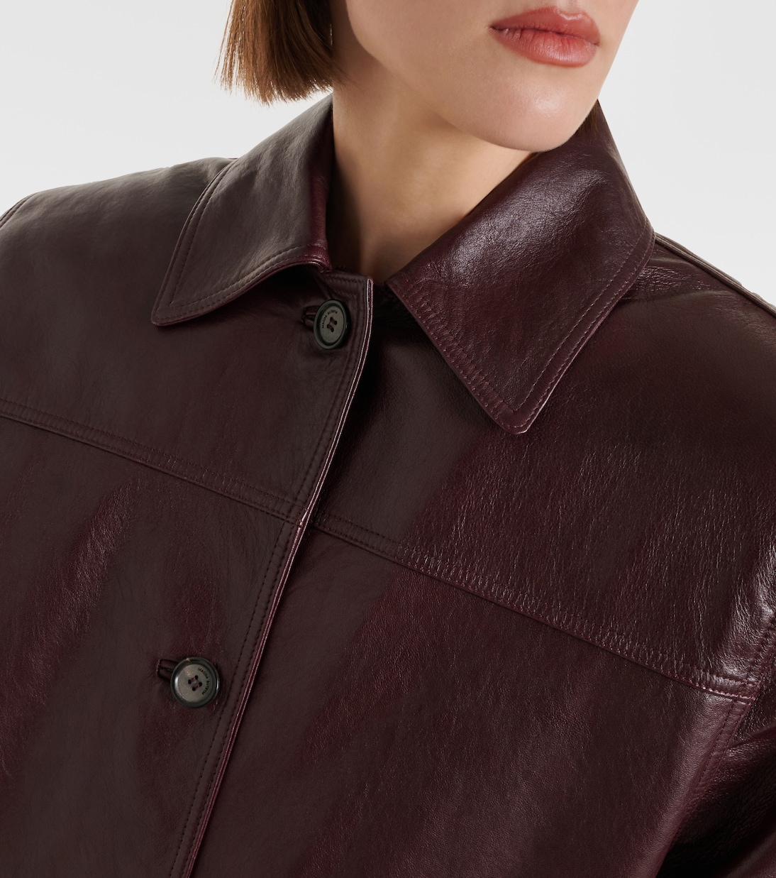 Oversized leather jacket in burgundy - Magda Butrym | Mytheresa