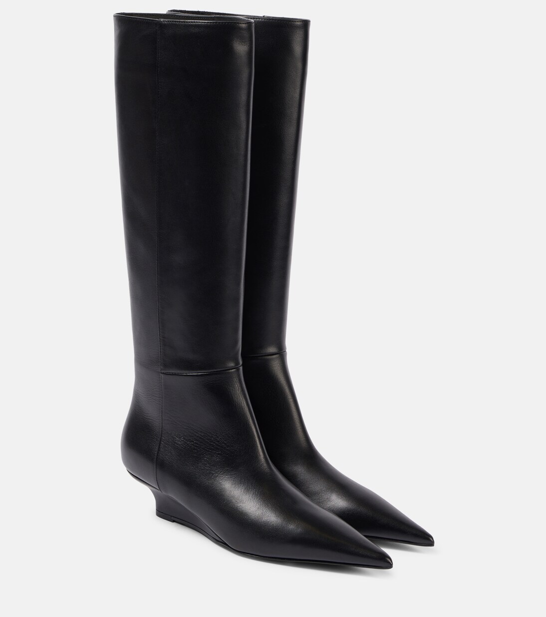 Sharp 40 leather knee-high boots in black - Toteme | Mytheresa