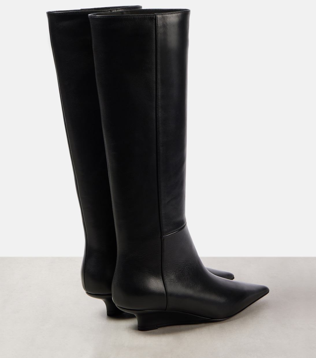 Sharp 40 leather knee-high boots in black - Toteme | Mytheresa