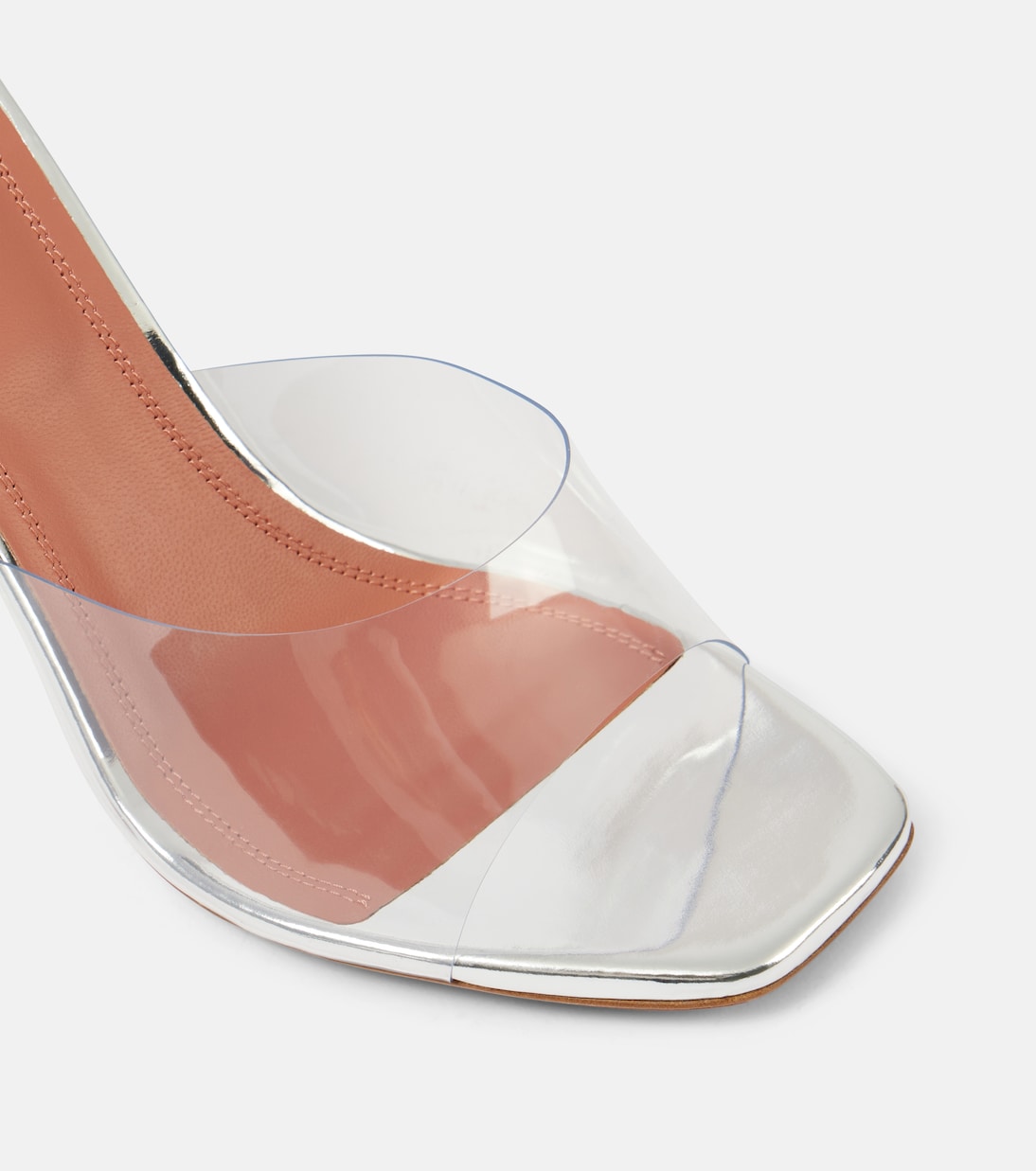 Lupita Glass 95 PVC mules in transparent - Amina Muaddi | Mytheresa