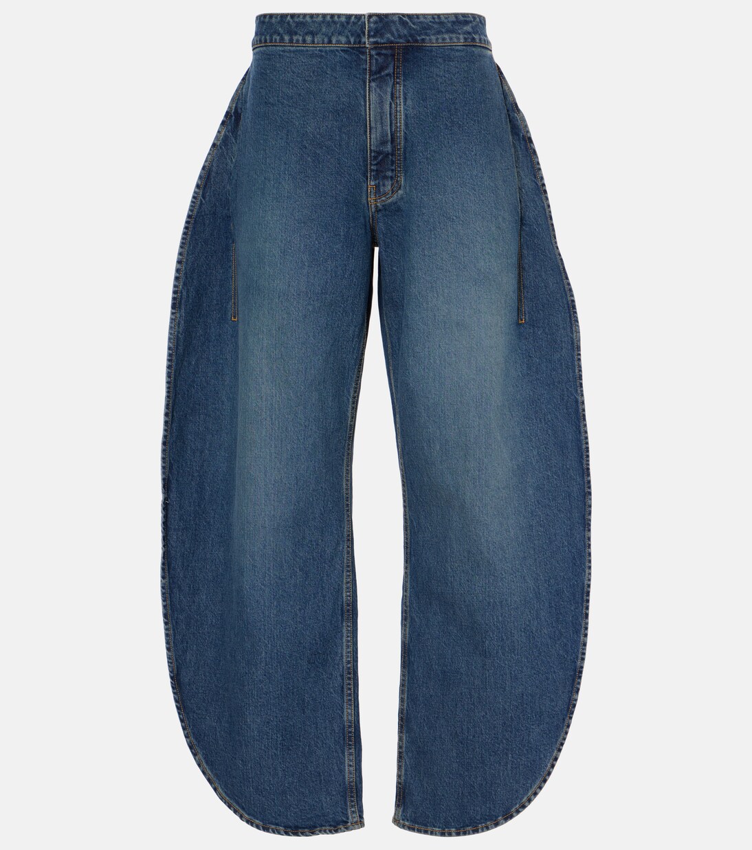 Jeans barrel fit Petal de tiro alto en azul - Alaia | Mytheresa