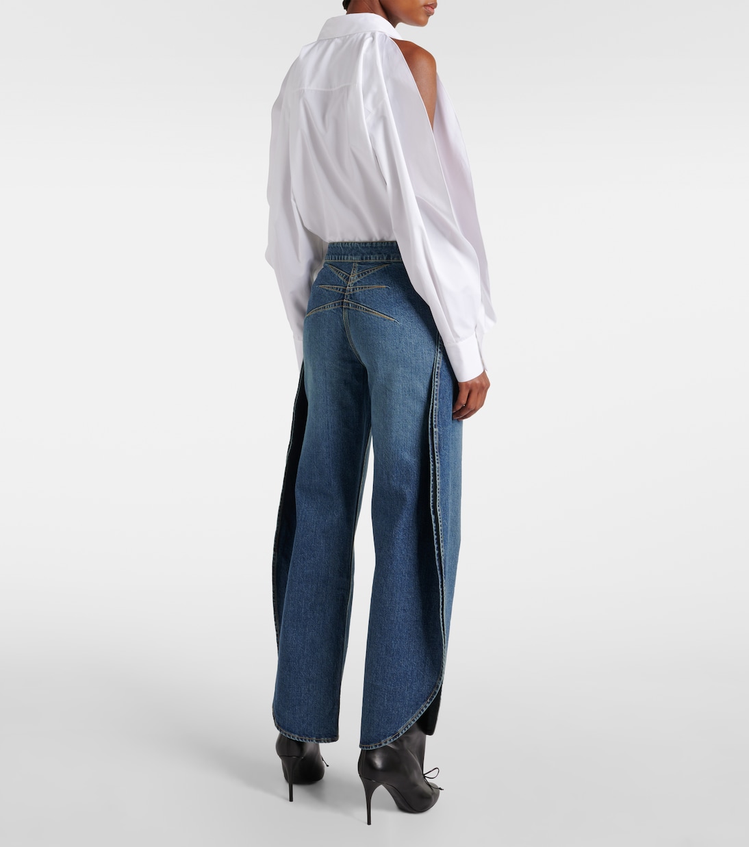 Petal high-rise barrel-leg jeans in blue - Alaia | Mytheresa