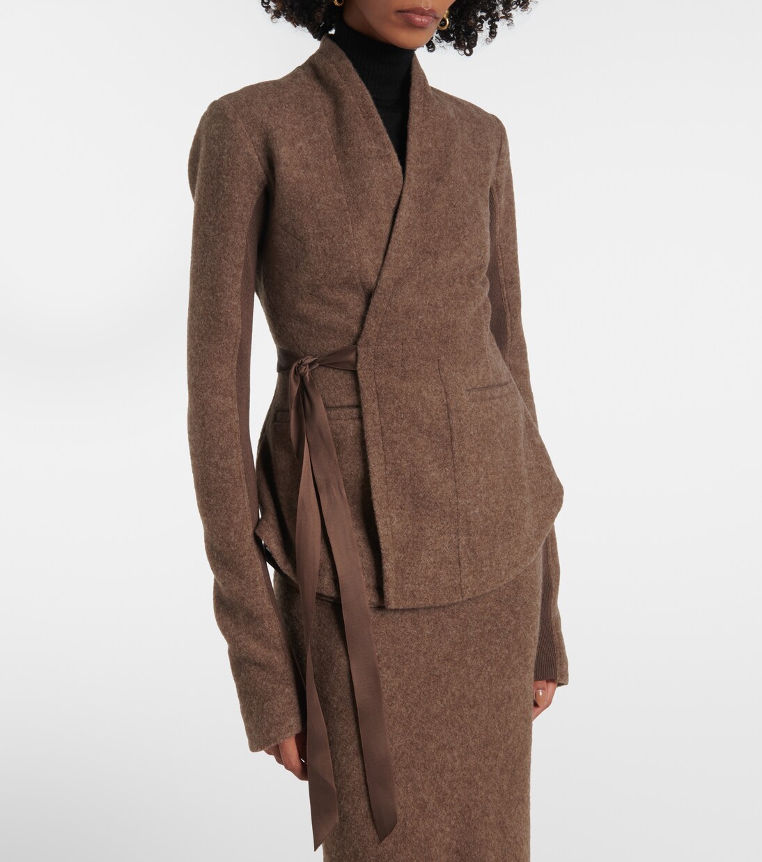 Hollywood wool wrap jacket in brown - Rick Owens | Mytheresa
