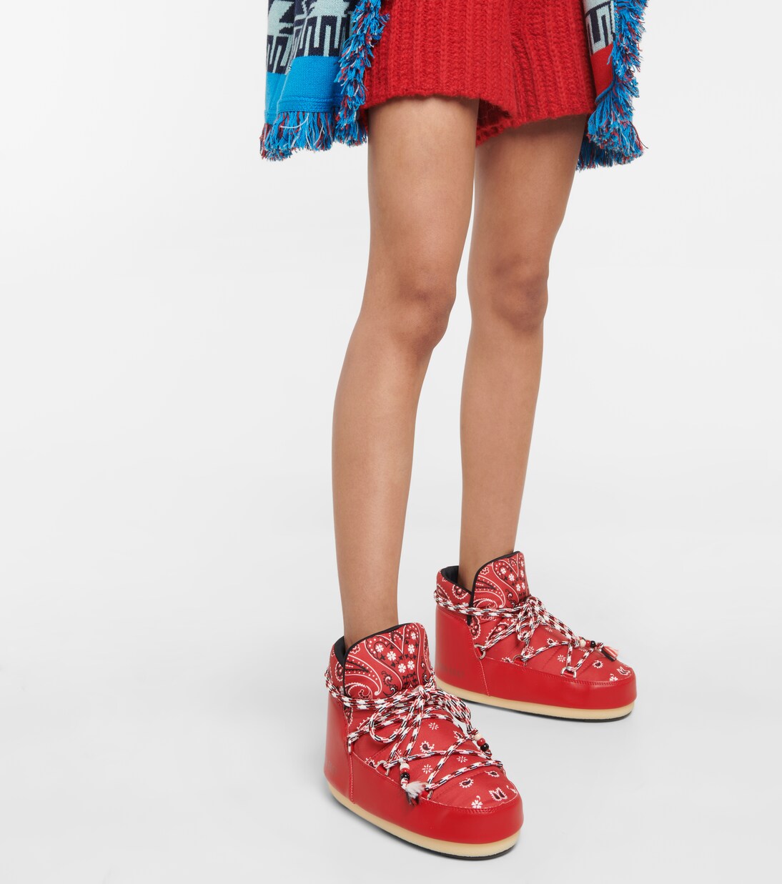 Full Moon bandana-print boots in red - Alanui | Mytheresa