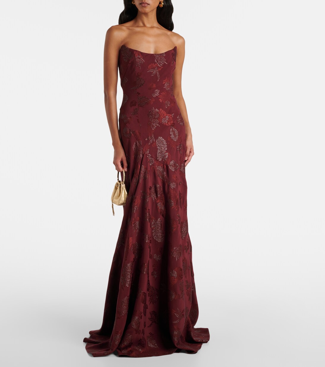 Floral Metallic Corset Gown In Red Markarian Mytheresa