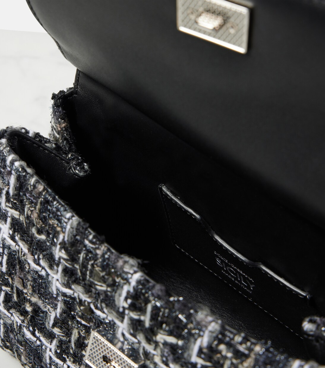 Sicily Medium bouclé tote bag in black - Dolce Gabbana | Mytheresa