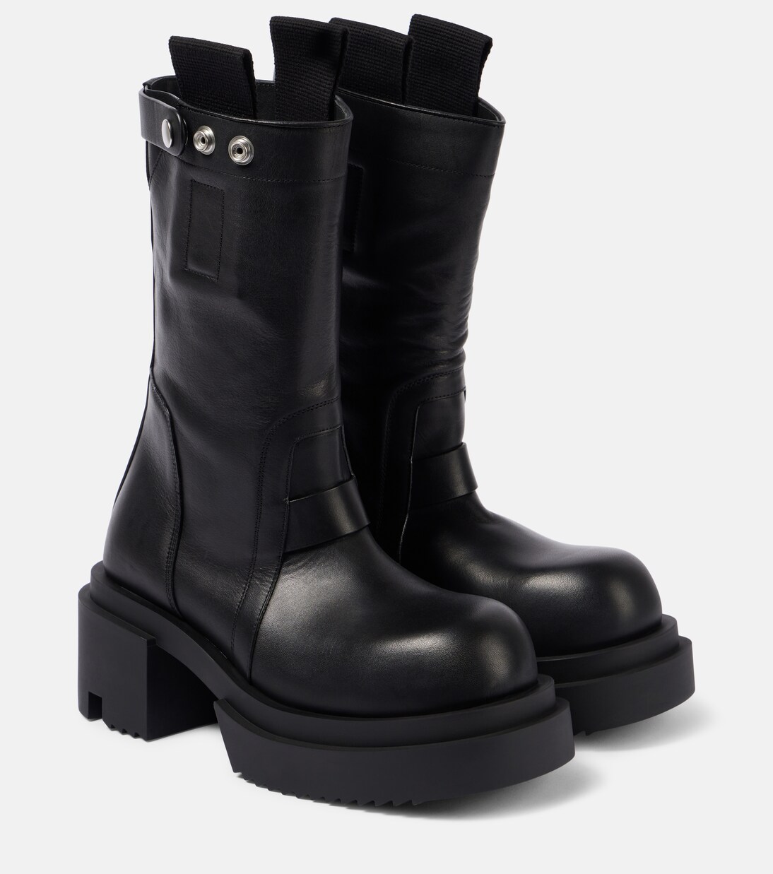 Bottes à plateforme en cuir en noir – Rick Owens | Mytheresa