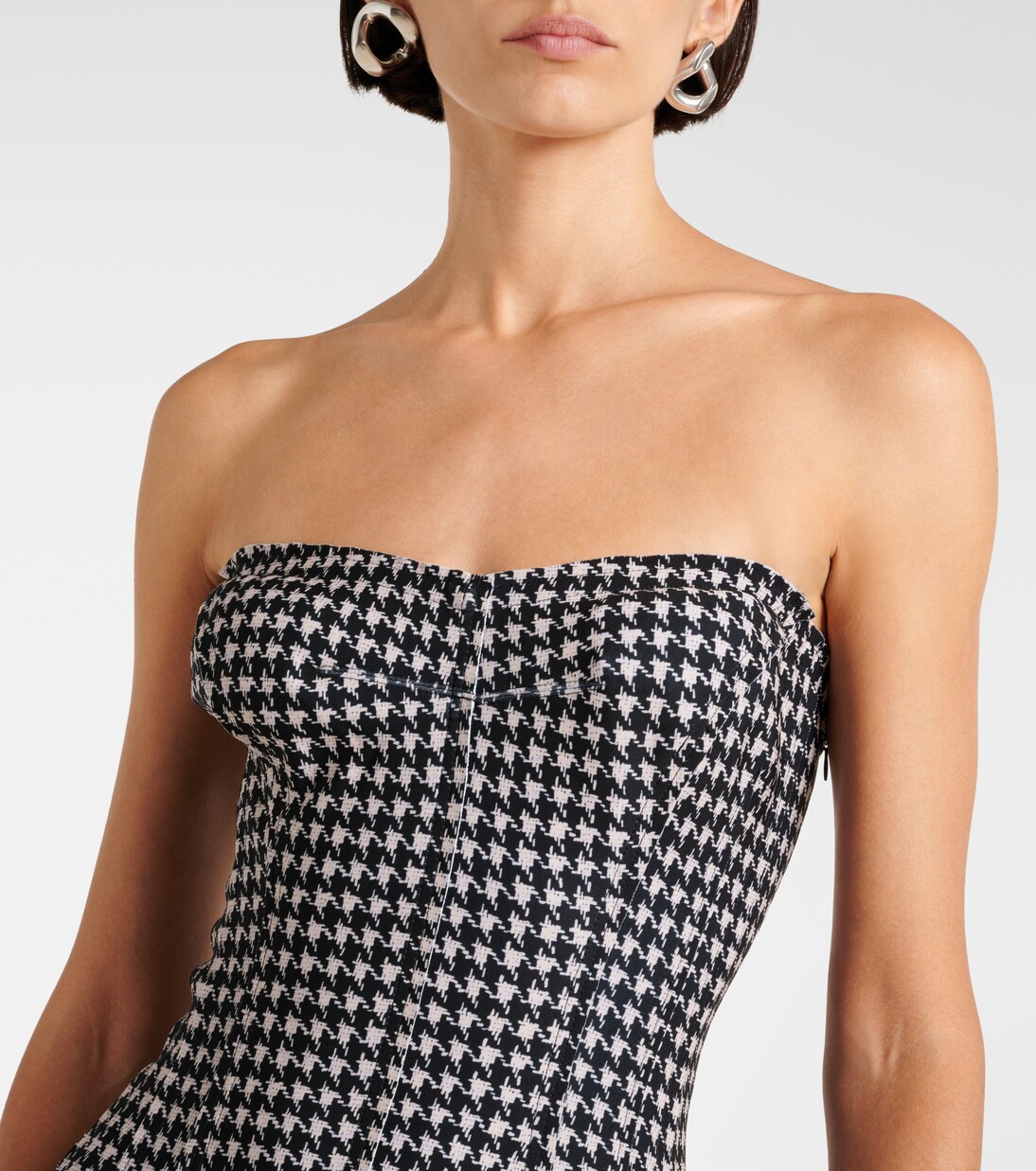 Strapless Grace houndstooth minidress in black - Norma Kamali | Mytheresa