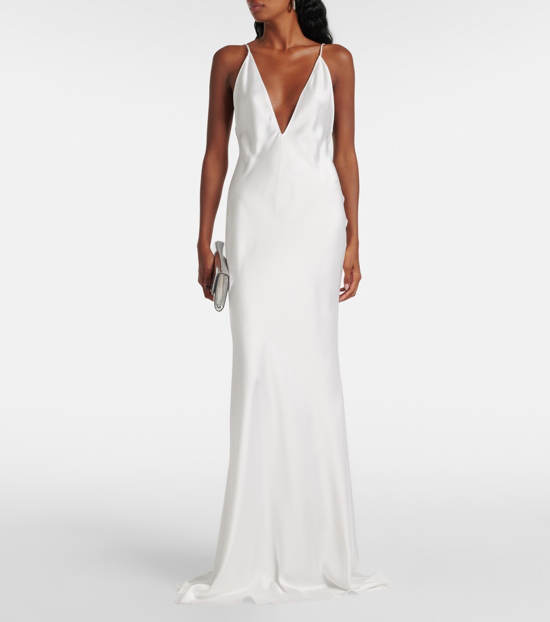 Open-back satin gown in white - The New Arrivals Ilkyaz Ozel | Mytheresa