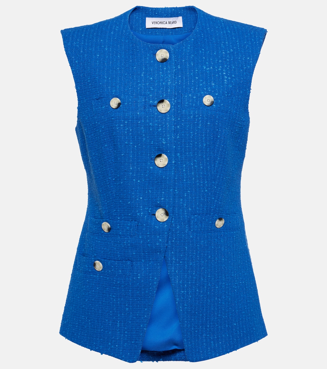 Tamara Cotton Blend Tweed Vest In Blue Veronica Beard Mytheresa