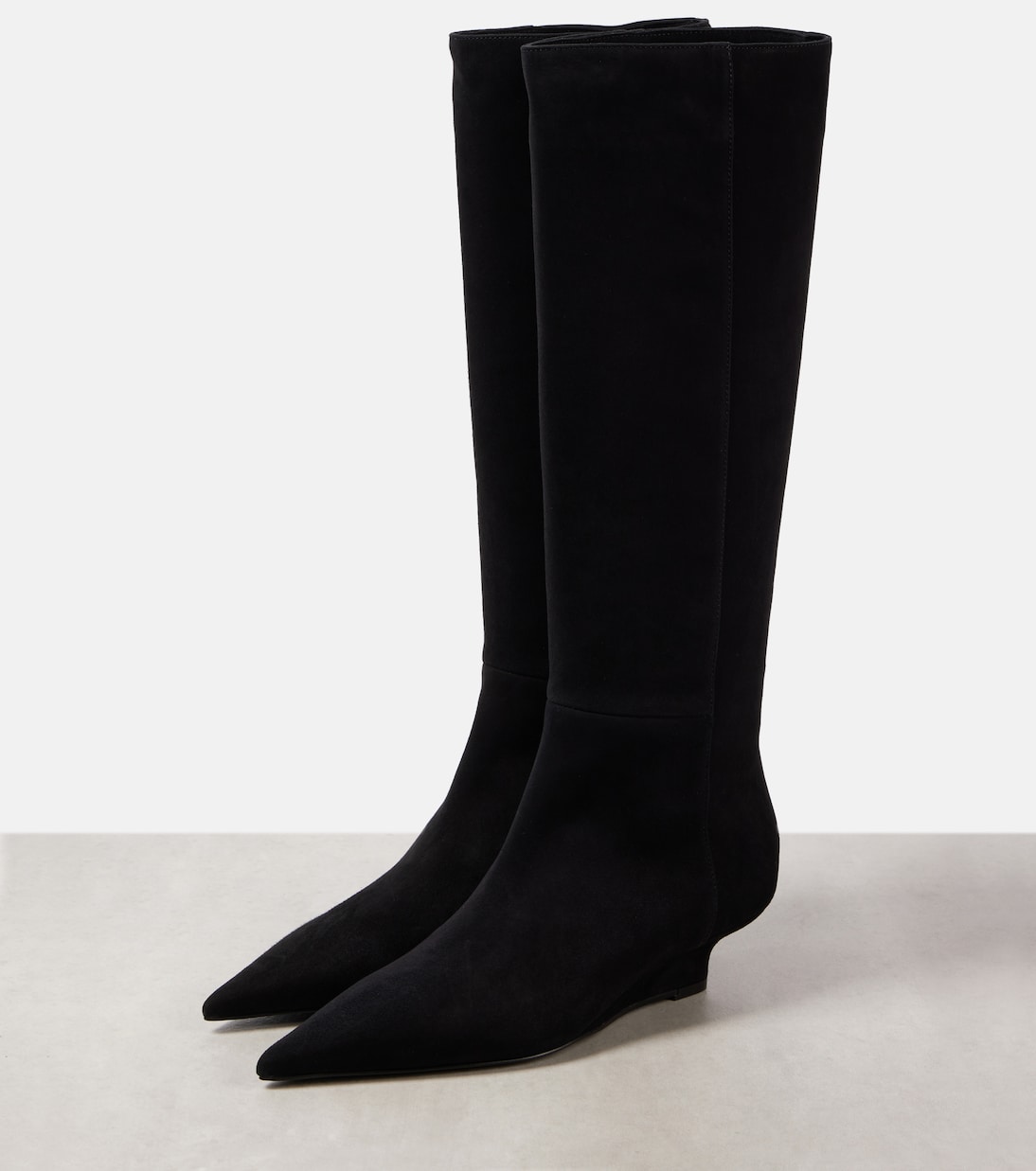 Sharp 40 suede knee-high boots in black - Toteme | Mytheresa