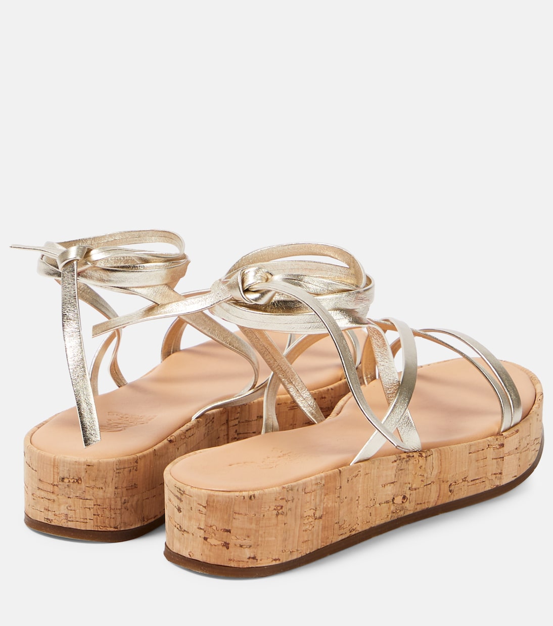 Morfi cork and leather platform sandals in metallic - Ancient Greek ...