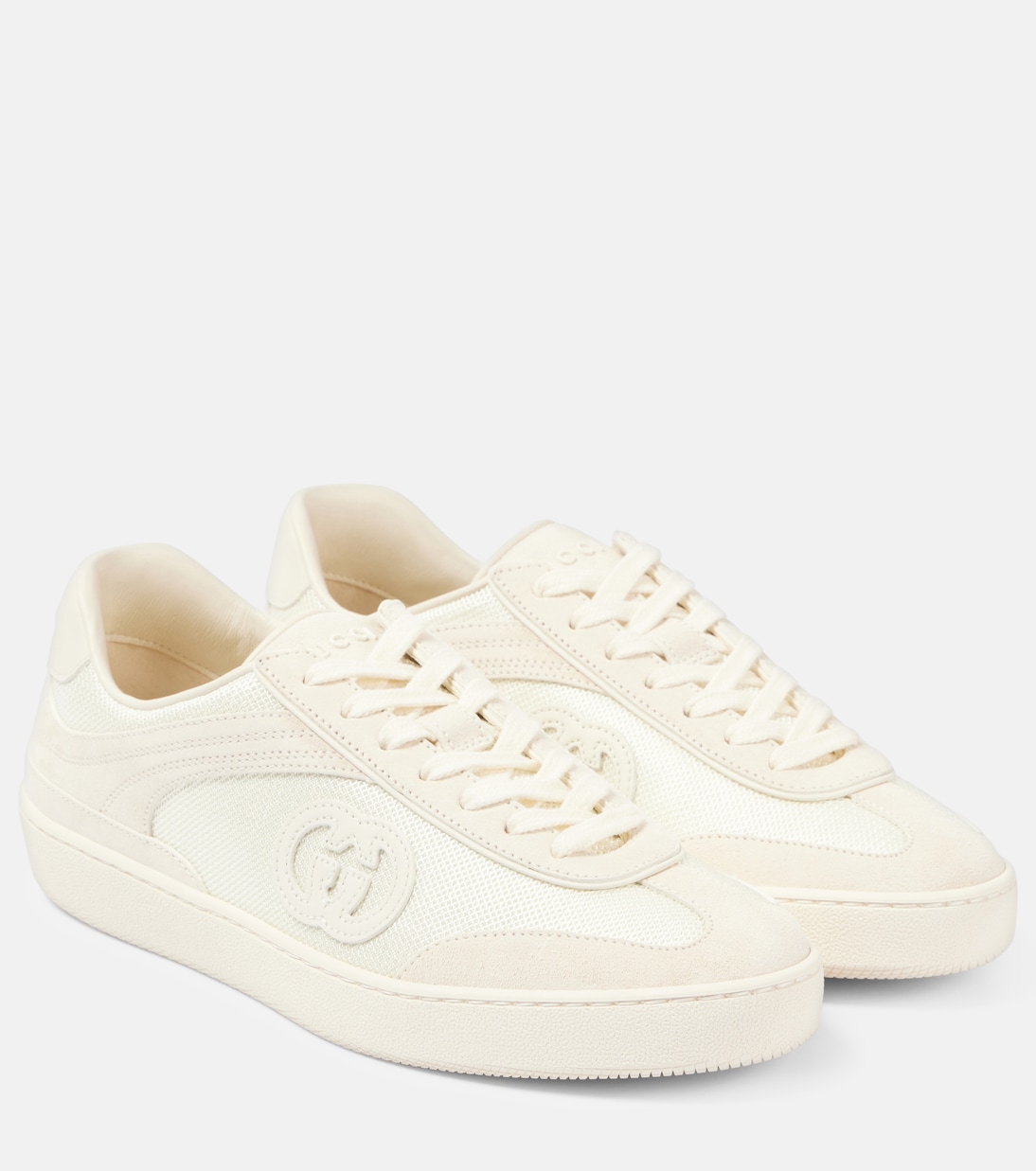 G74 suede-trimmed sneakers in white - Gucci | Mytheresa