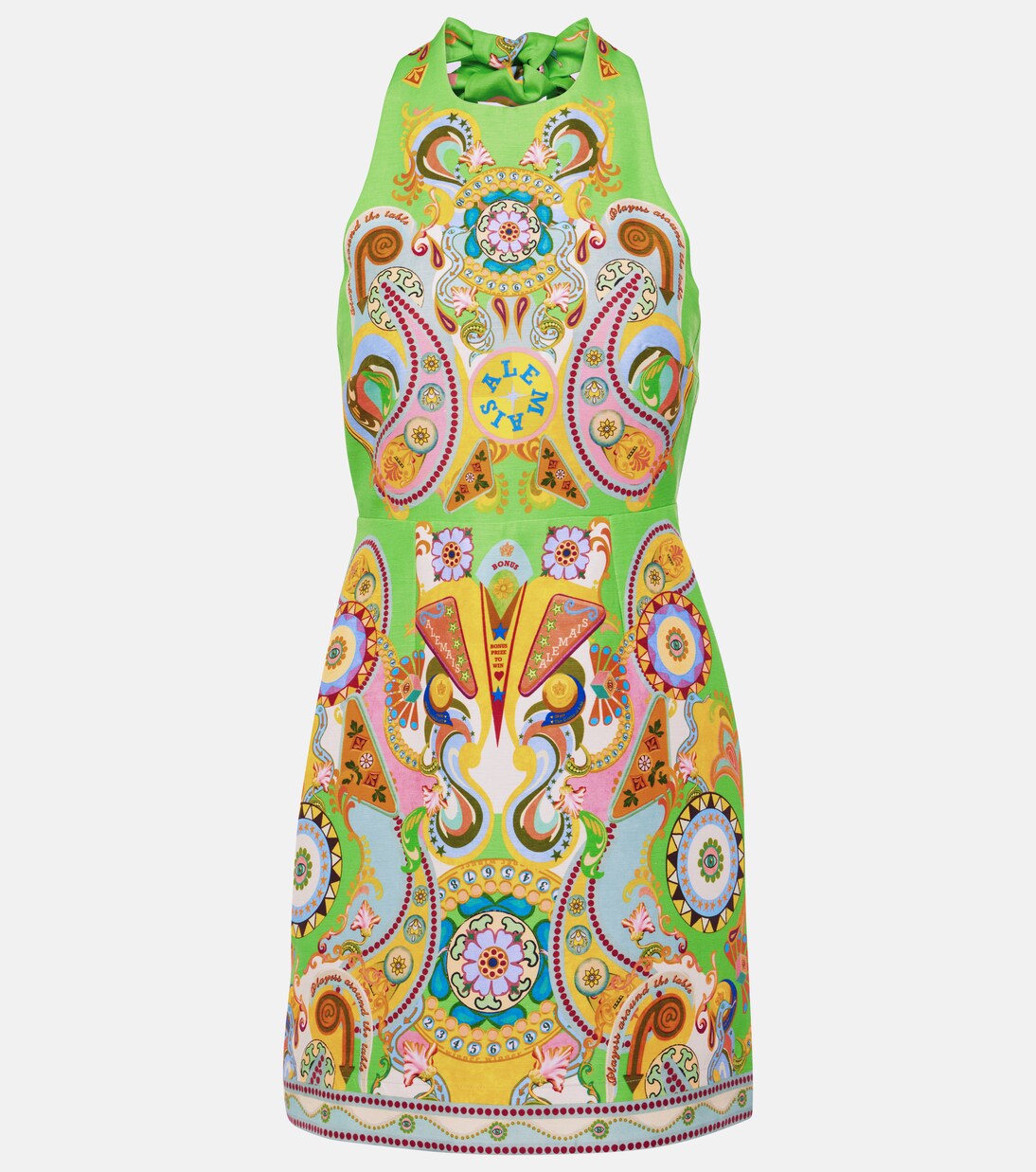 Pinball printed linen and silk minidress in green - Alemais | Mytheresa