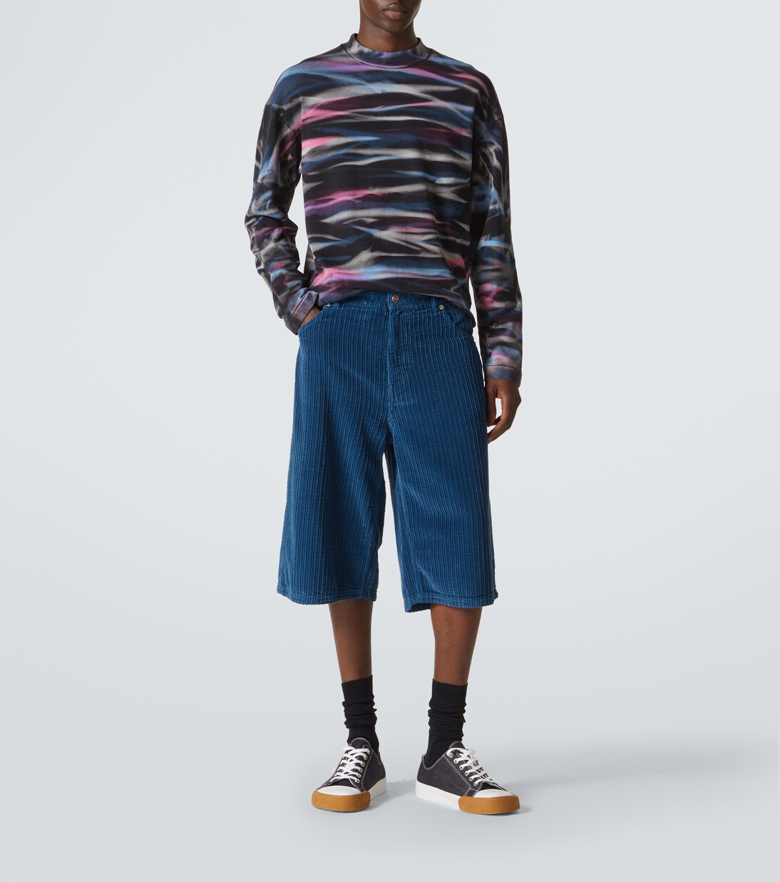 Bermudas de pana de algodón en azul - ERL | Mytheresa