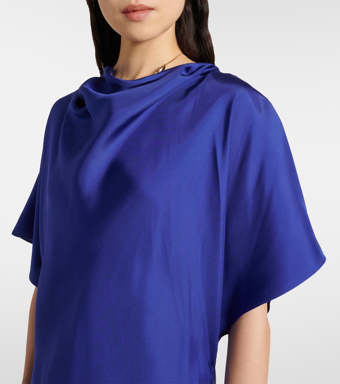 Draped silk maxi dress in blue - Rohe | Mytheresa