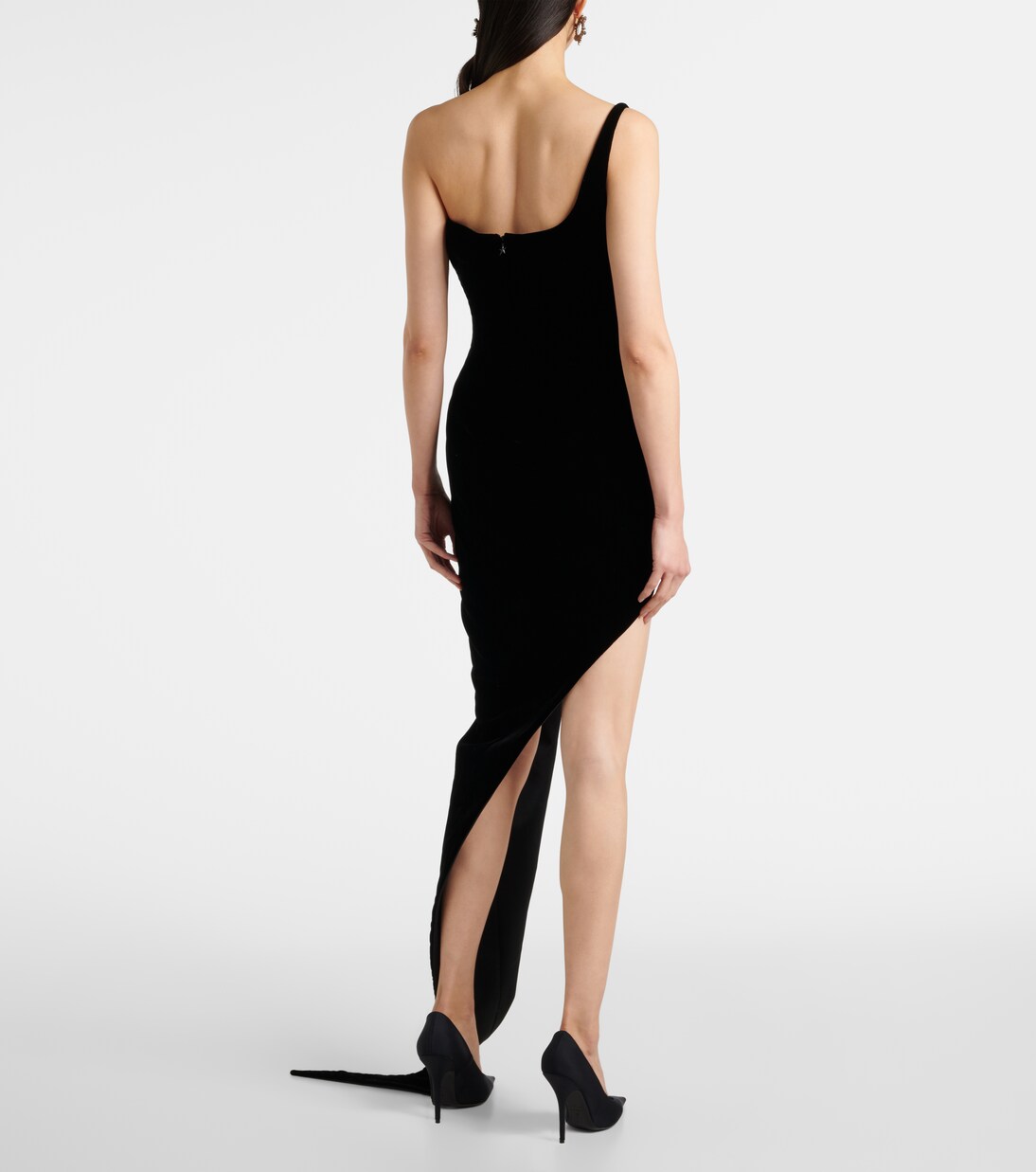 Spiky asymmetric velvet corset dress in black - Mugler | Mytheresa