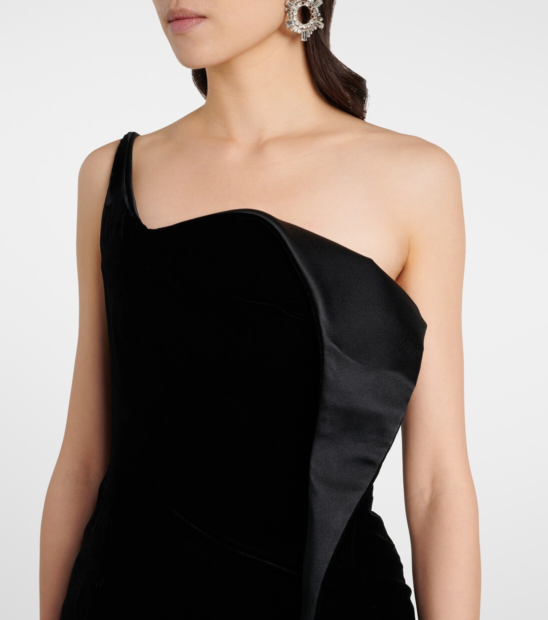 Spiky asymmetric velvet corset dress in black - Mugler | Mytheresa