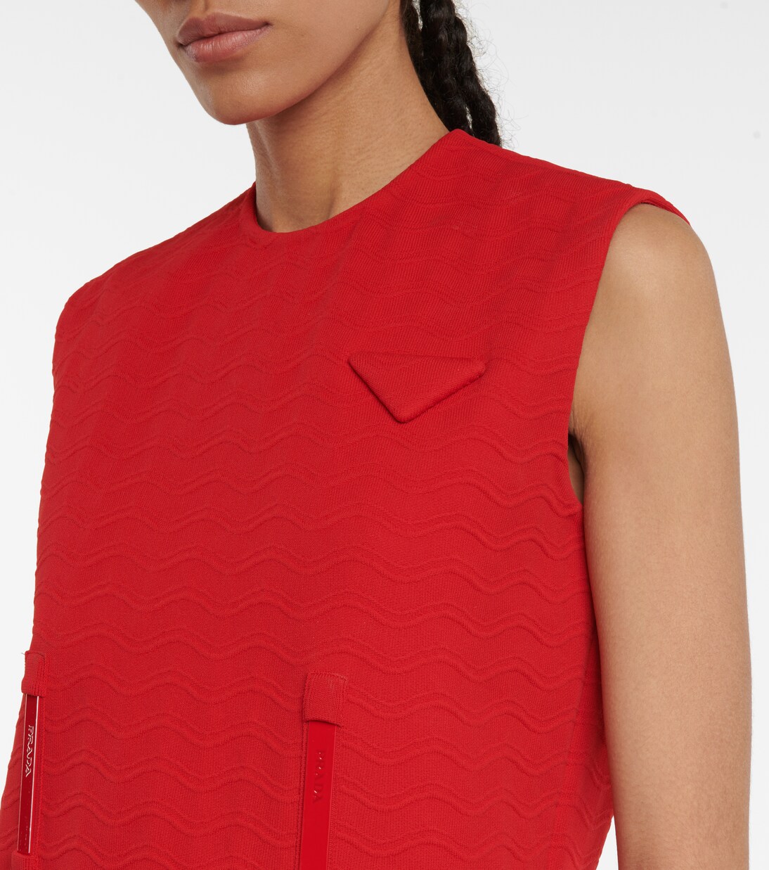 Logo knit top in red - Prada | Mytheresa
