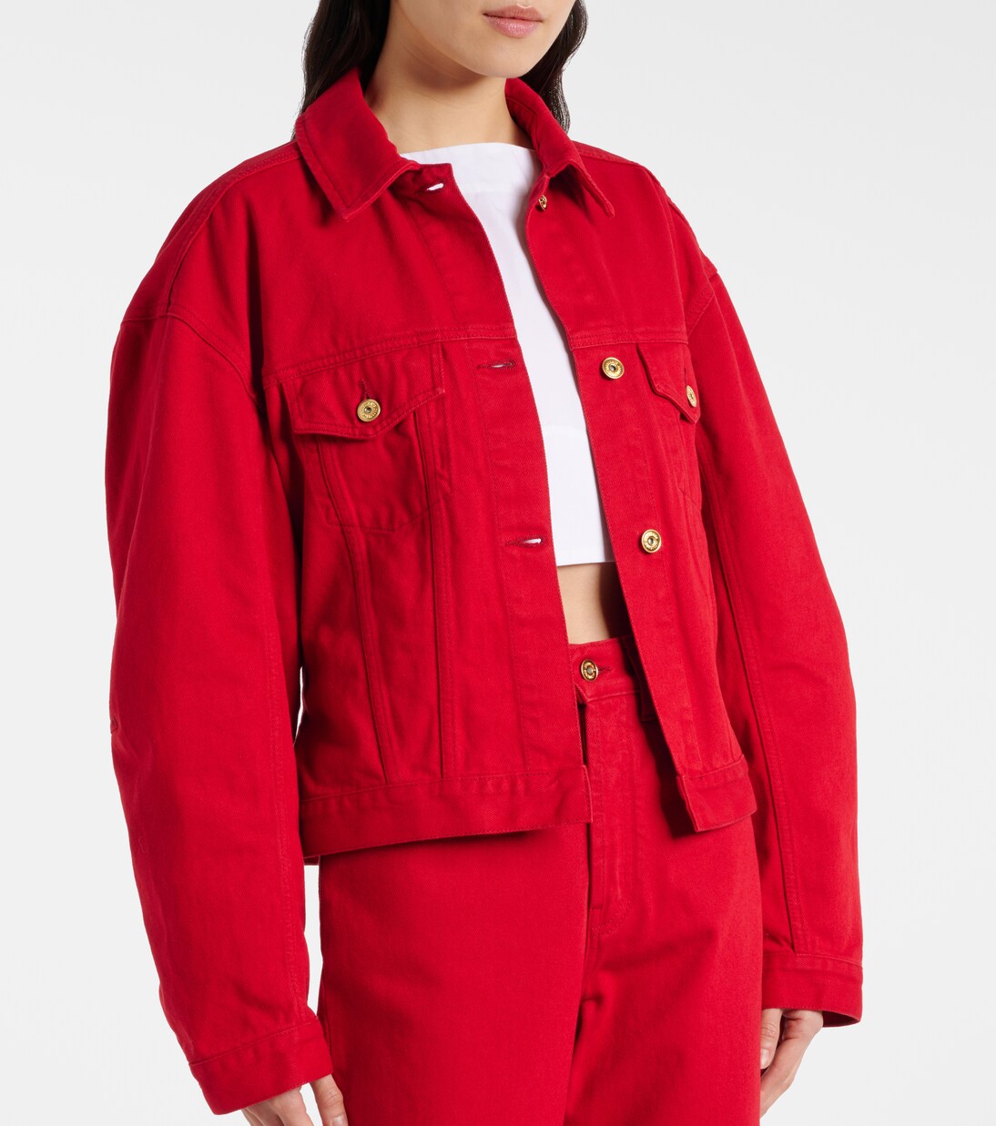 De-Nîmes denim jacket in red - Jacquemus | Mytheresa