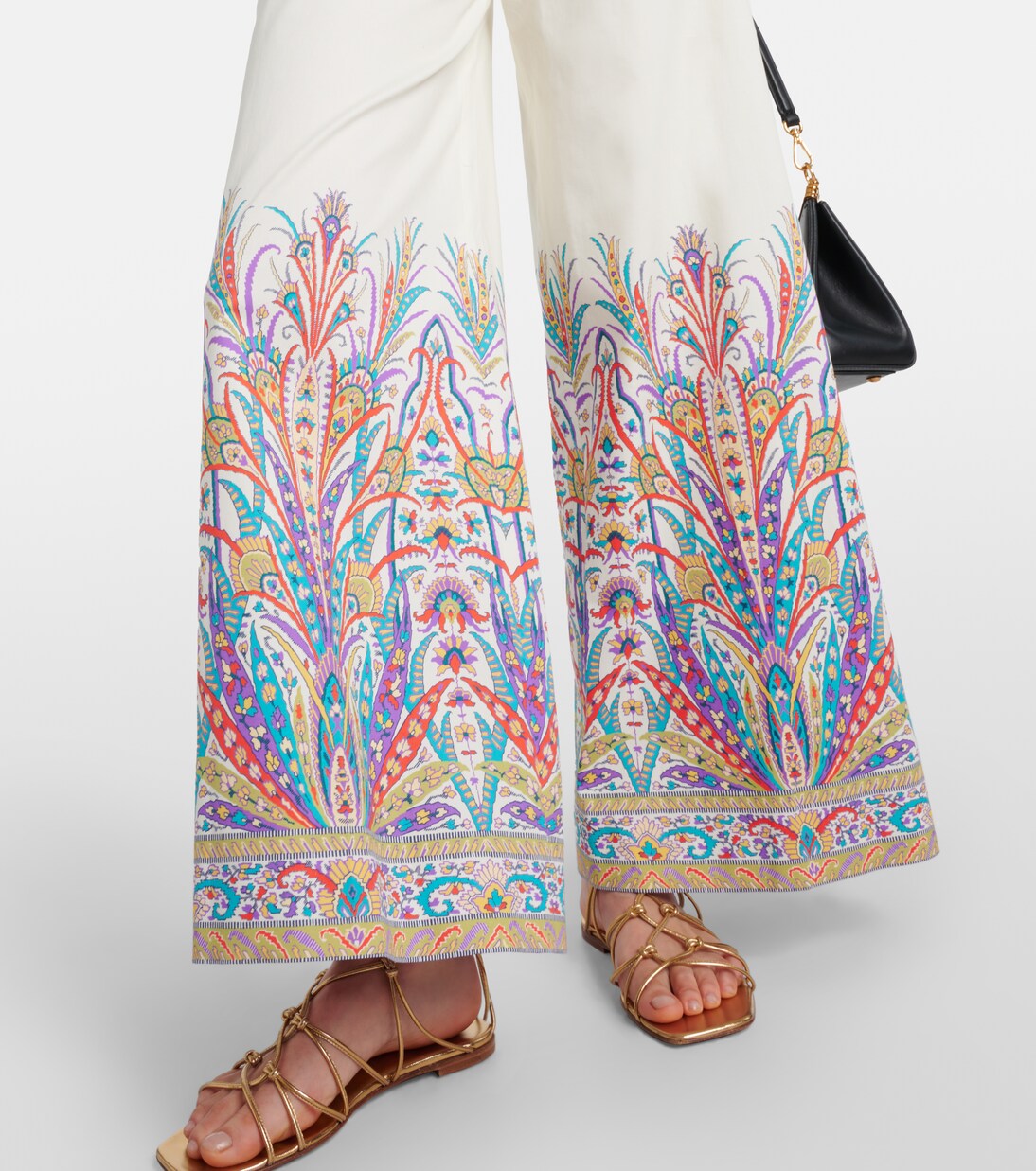 Printed cotton-blend wide-leg pants in white - Etro | Mytheresa