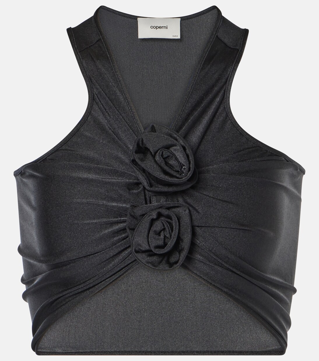 Floral-appliqué crop top in black - Coperni | Mytheresa