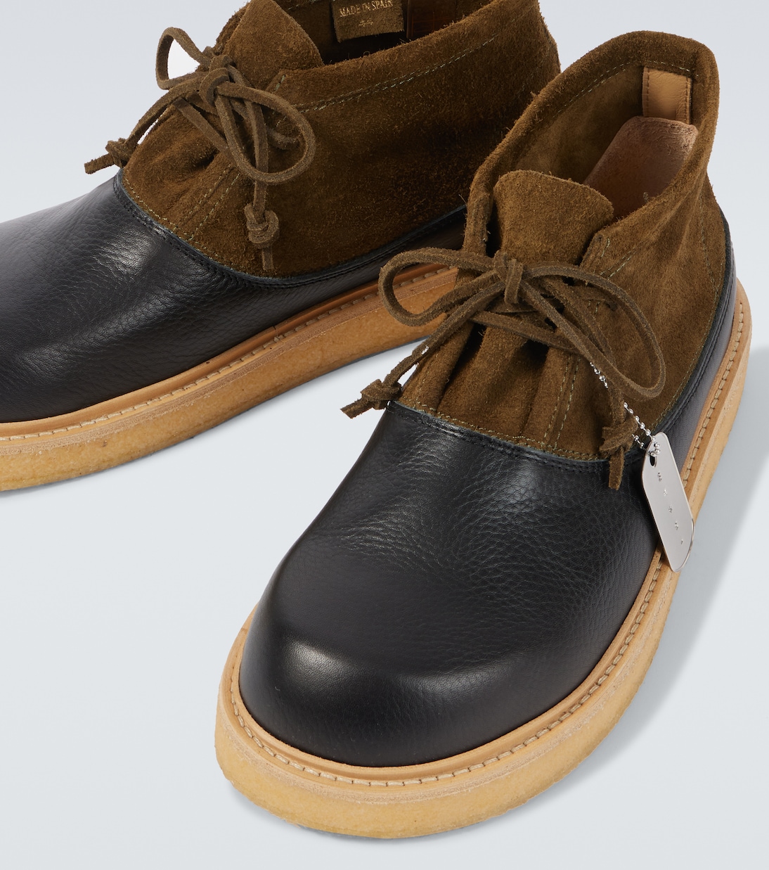 Patchy suede combat boots in black - Marni | Mytheresa