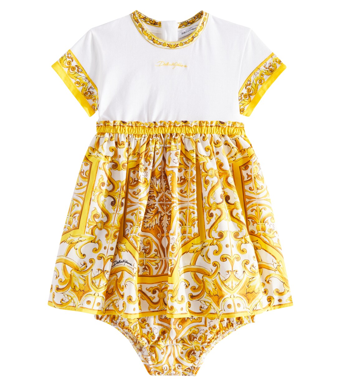 Bebé – vestido Majolica en popelín de algodón con braga en amarillo ...