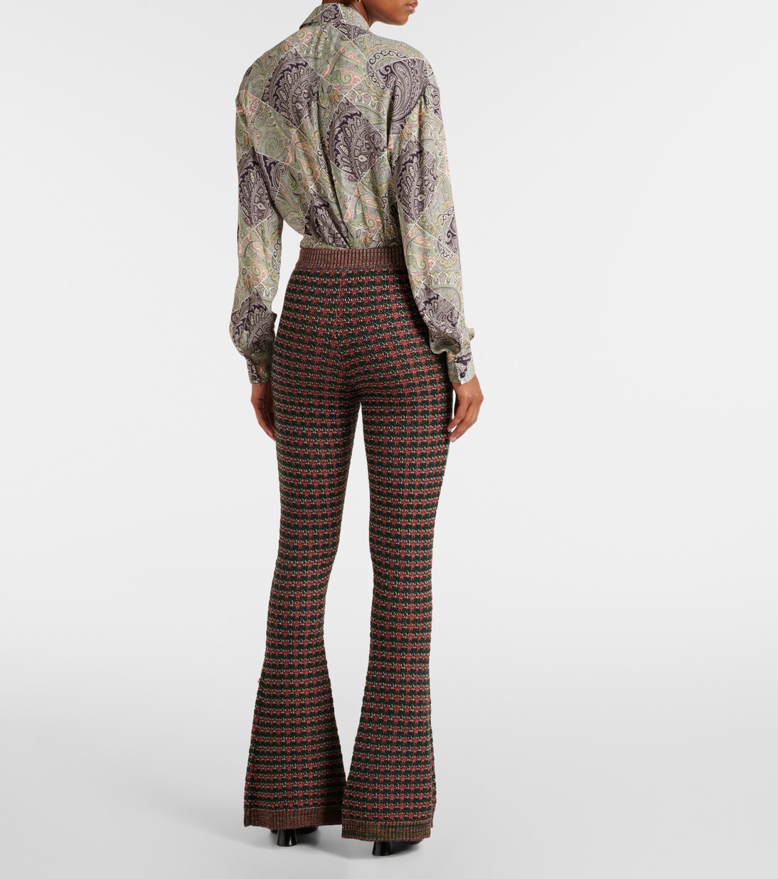 Embroidered high-rise flared pants in brown - Etro | Mytheresa