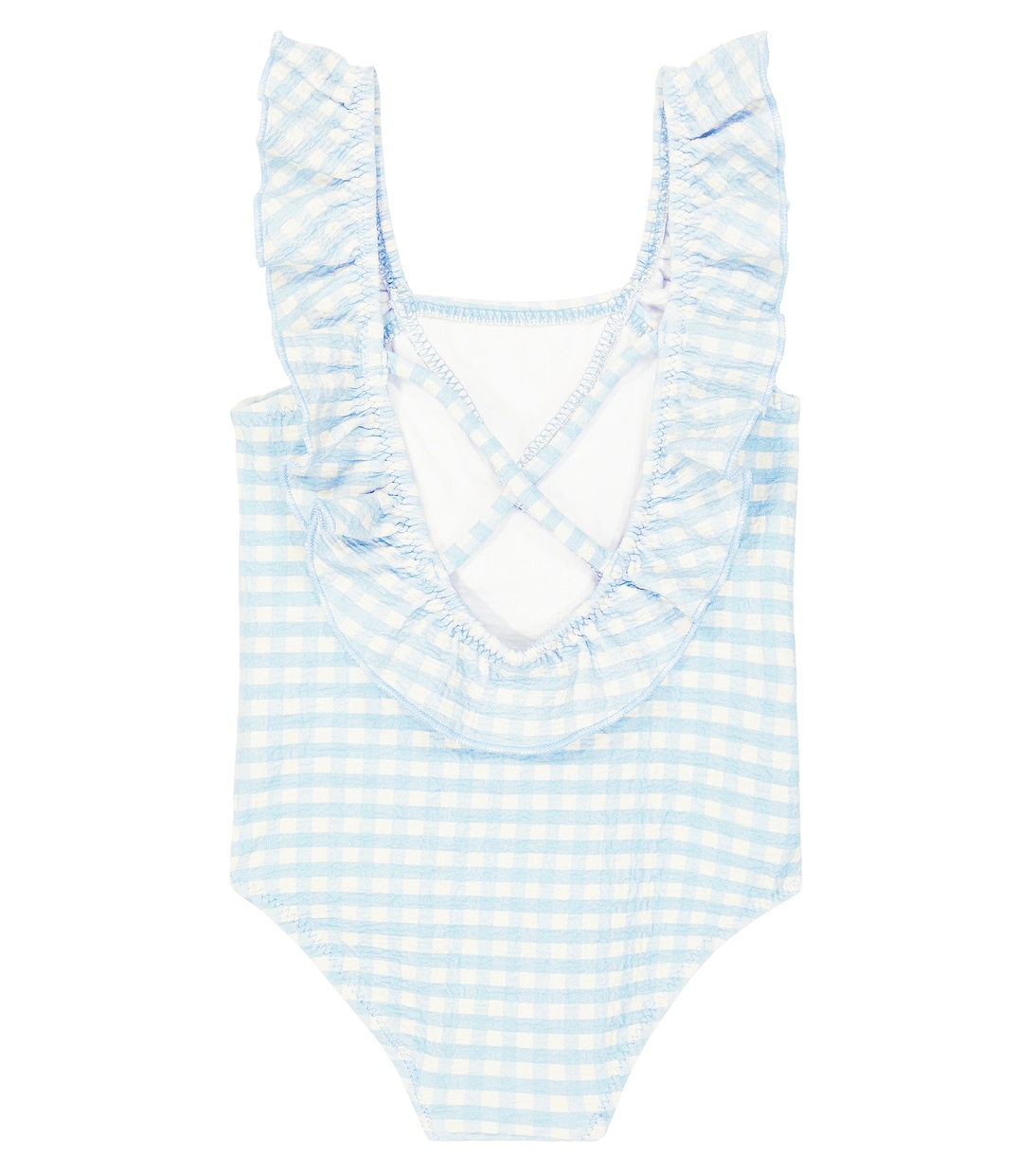 Baby Vichy ruffled swimsuit in blue - Bobo Choses | Mytheresa