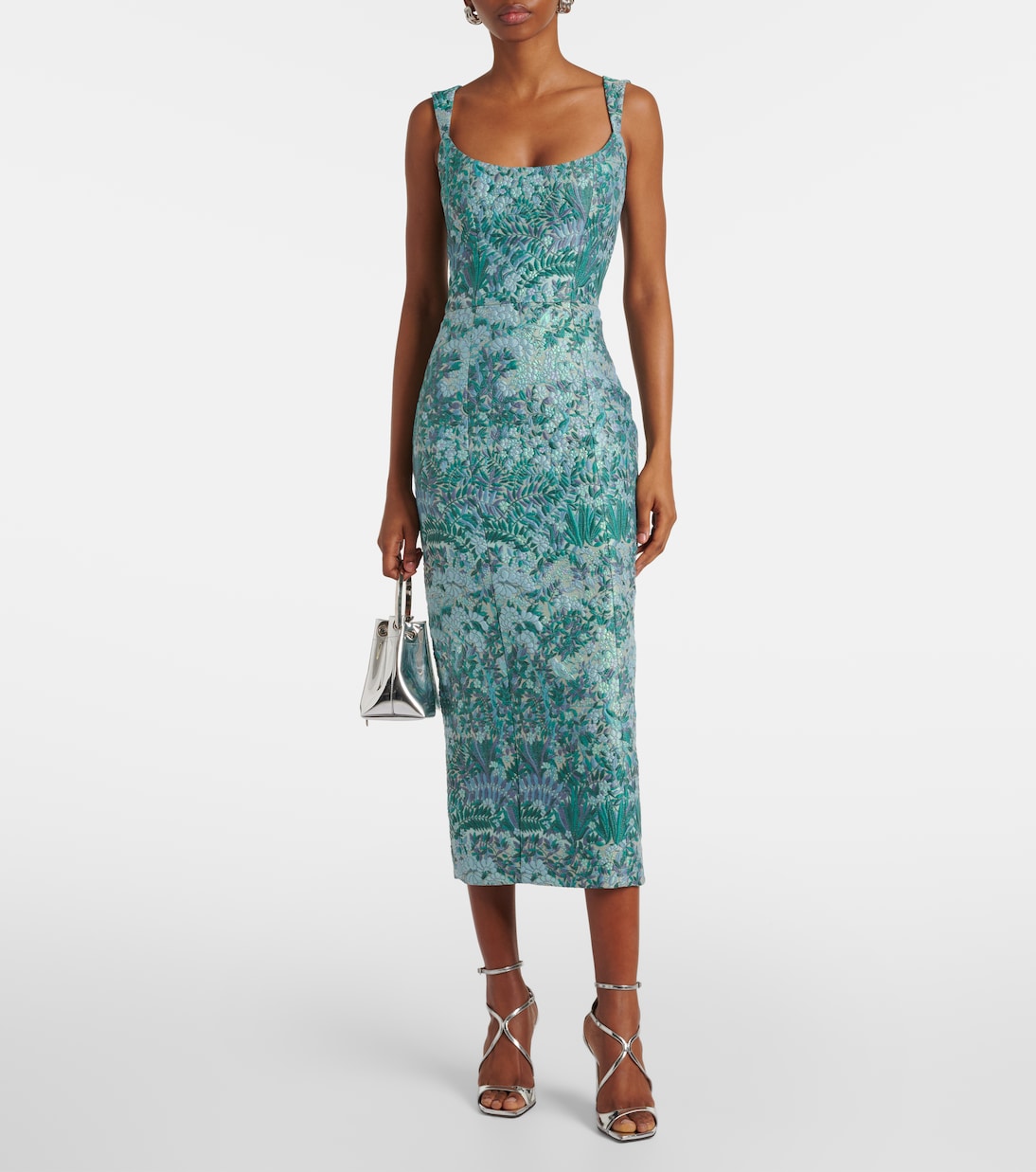 Brocade corset dress in blue - Markarian | Mytheresa