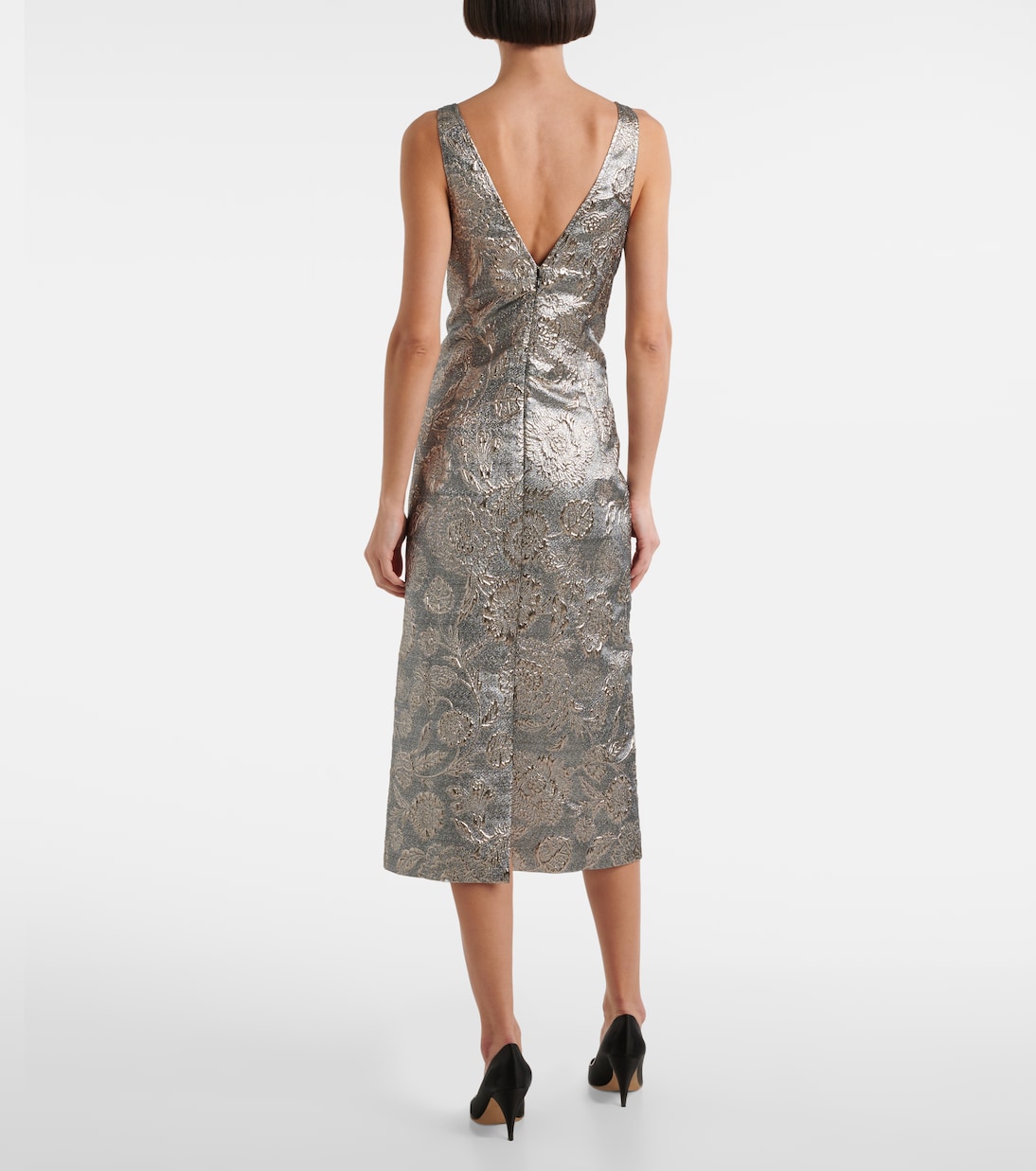 Floral brocade cocktail dress in silver - Toteme | Mytheresa