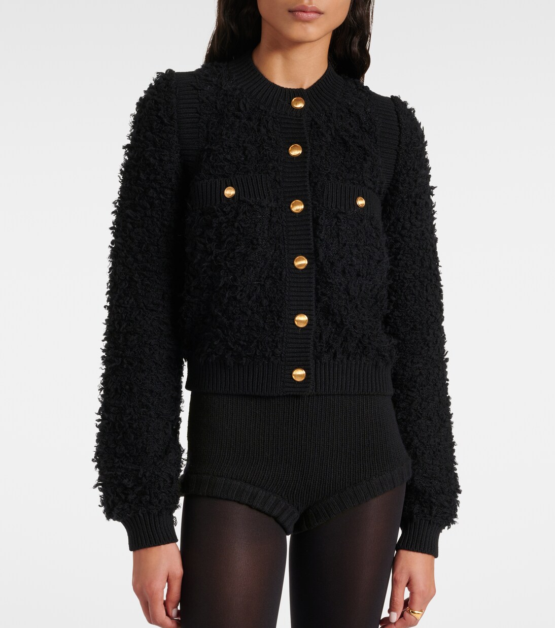Cropped tweed jacket in black - Chloe | Mytheresa