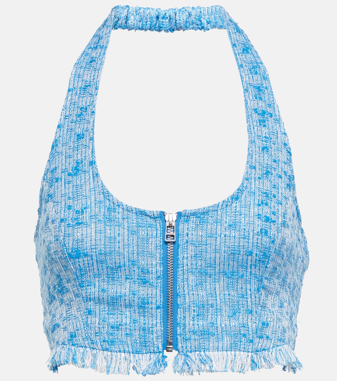 Becca tweed crop top in blue - Staud | Mytheresa