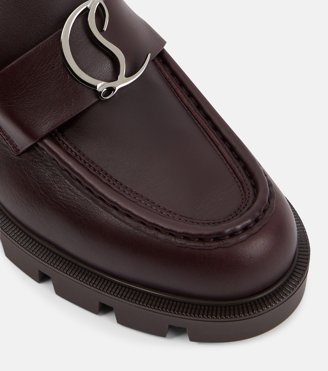 CL Moc Lug leather loafers in burgundy - Christian Louboutin | Mytheresa