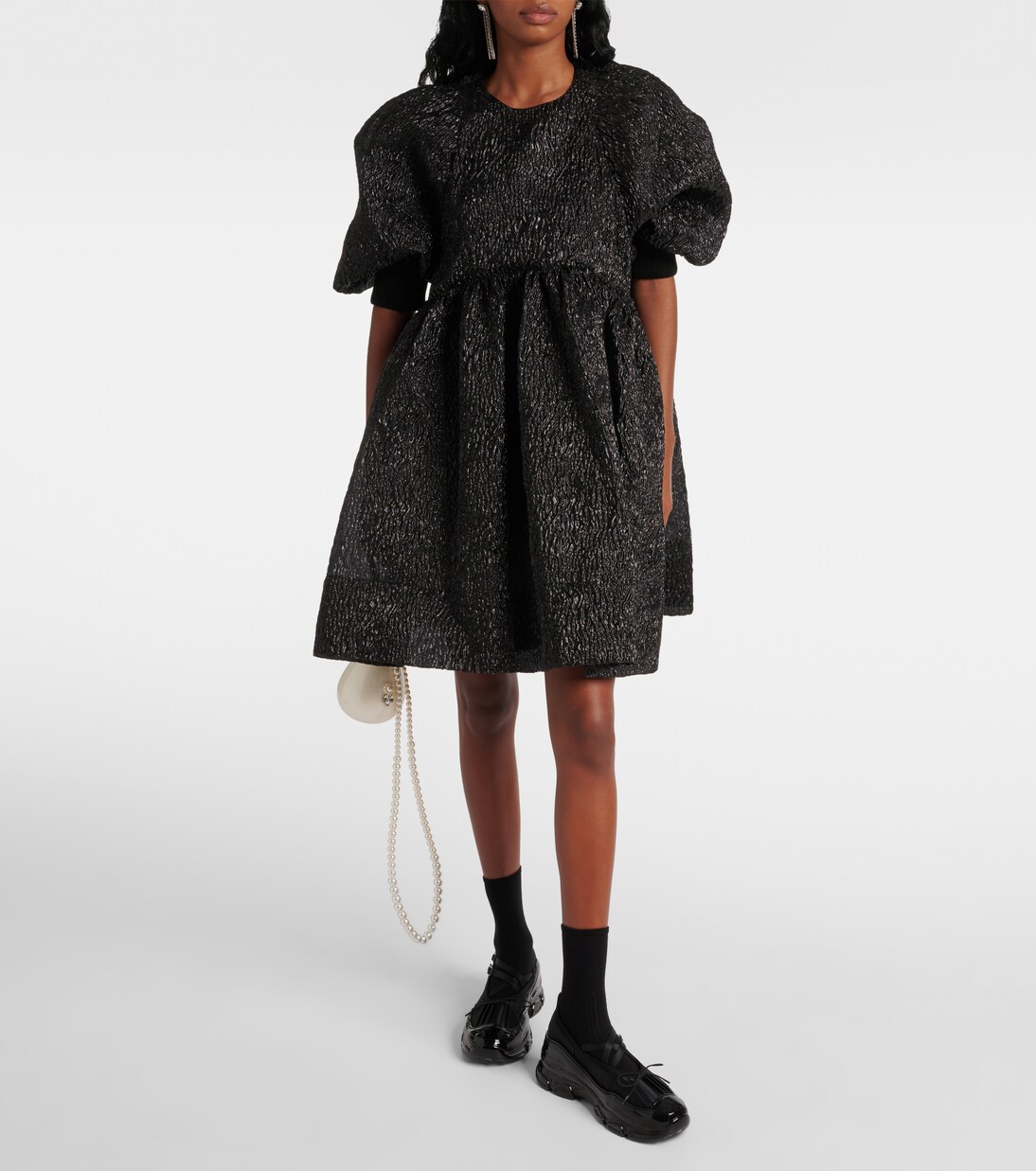 Signature Sleeve smocked minidress in black - Simone Rocha | Mytheresa