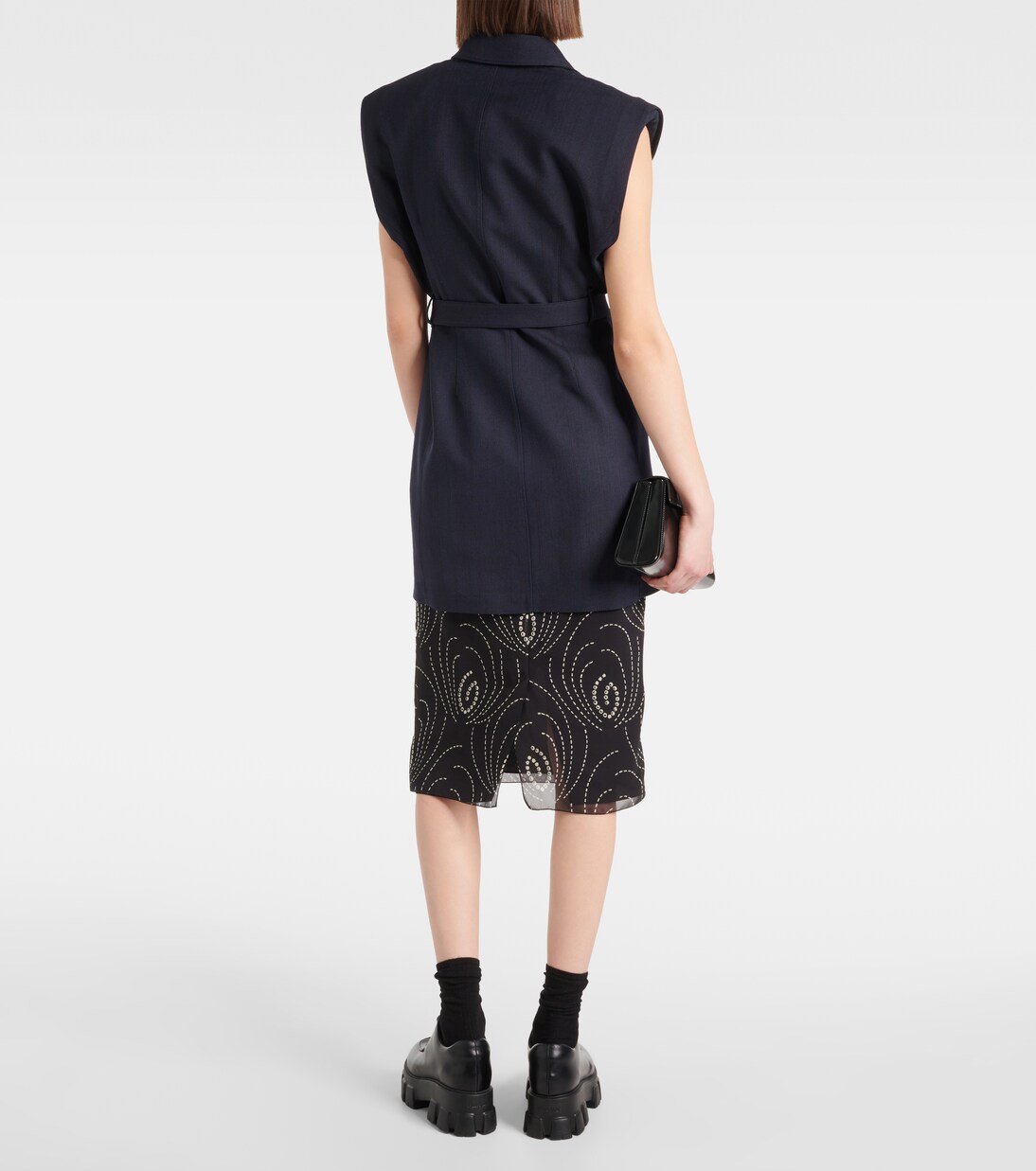 Pinstripe oversized virgin wool vest in blue - Prada | Mytheresa