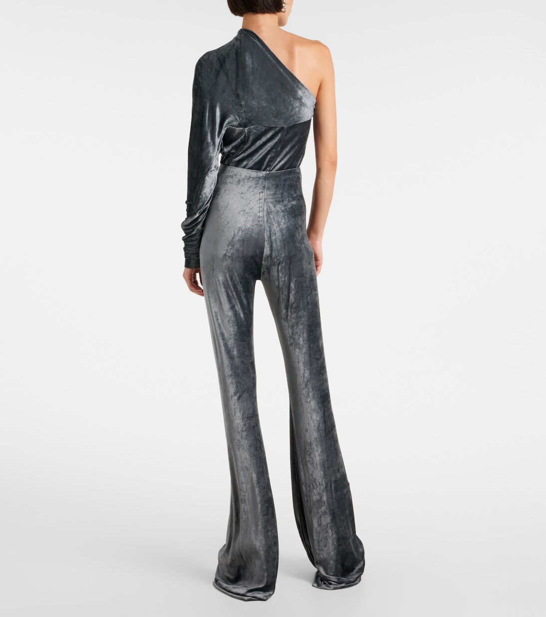 Dirt high-rise velvet flared pants in blue - Rick Owens | Mytheresa