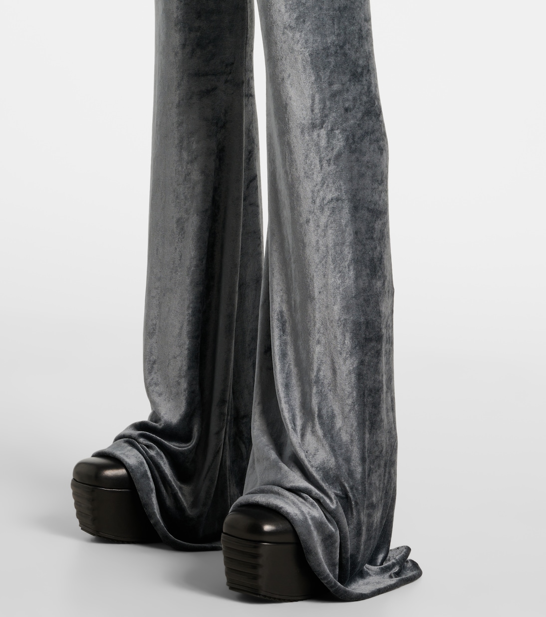 Dirt high-rise velvet flared pants in blue - Rick Owens | Mytheresa